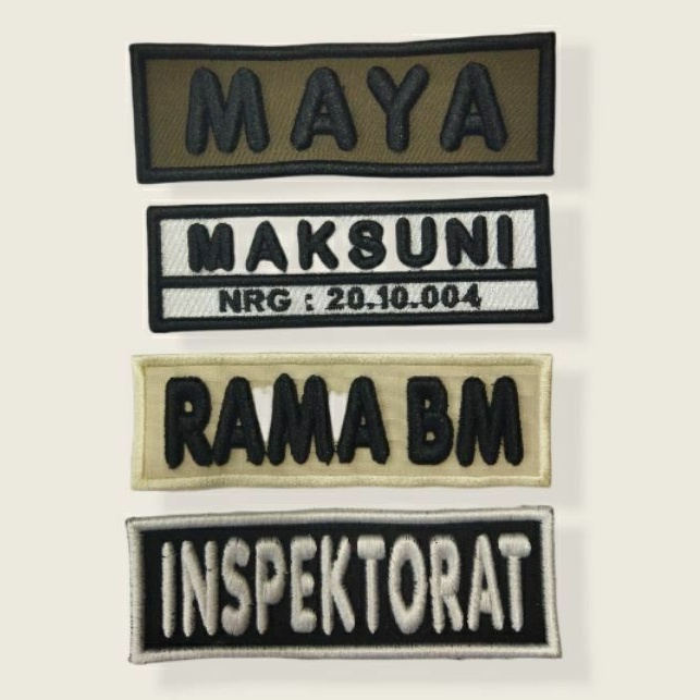 Jual BORDIR NAMA TIMBUL PATCH CUSTOM BEBAS PILIH DASAR BAHAN DAN WARNA ...