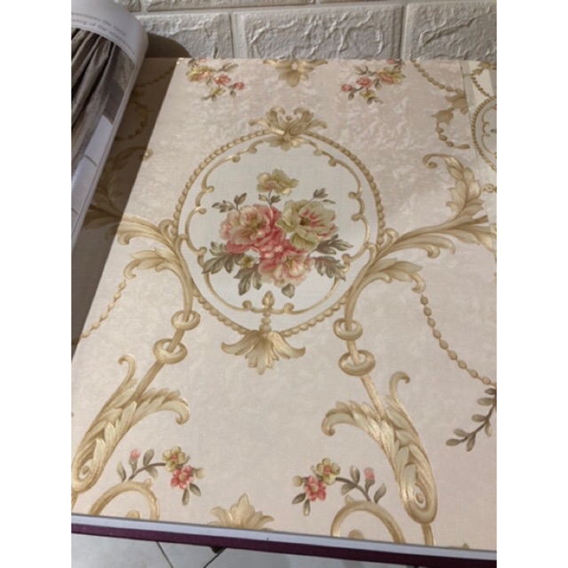 Jual Wallpaper Dinding Bunga Shabby Cream Biru Klasik Eropa | Shopee ...