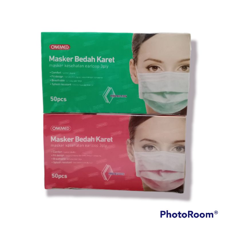 Jual masker bedah karet earloop 3ply medis merk one med | Shopee Indonesia