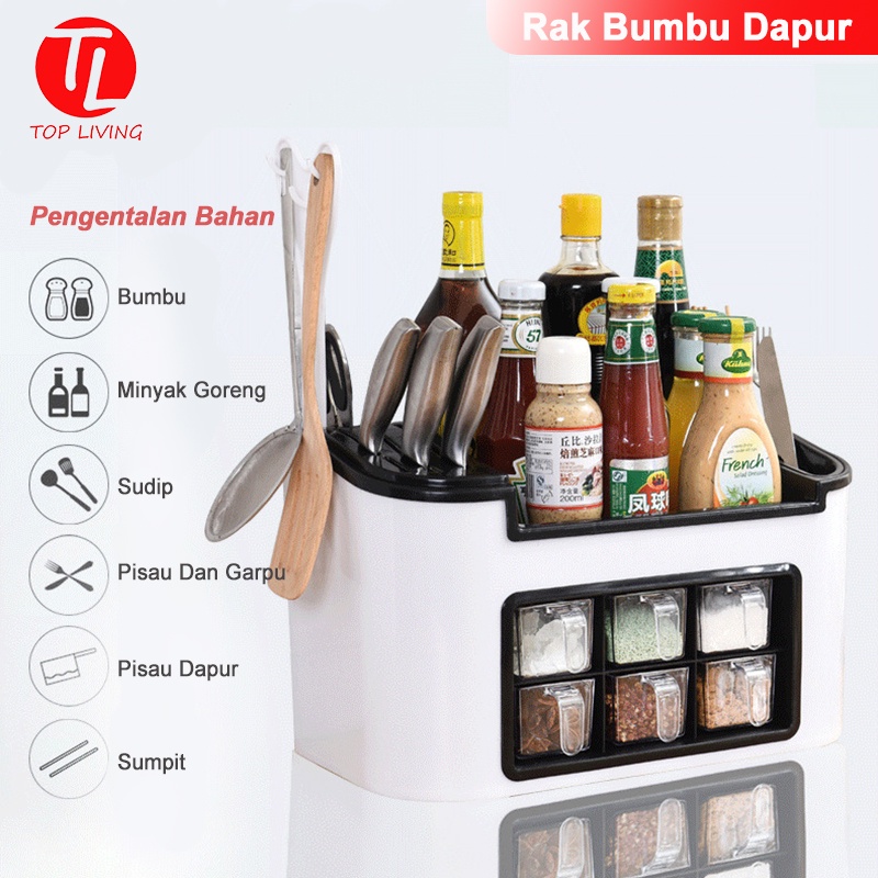 Jual TOPLIVING Kotak Rak Tempat Bumbu Dapur Multifungsi Tempat Alat ...
