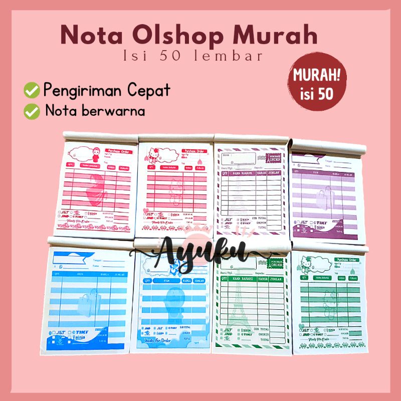 Jual [isi 50 lembar] Nota Olshop Murah isi 50 | Nota kontan mini | Nota ...