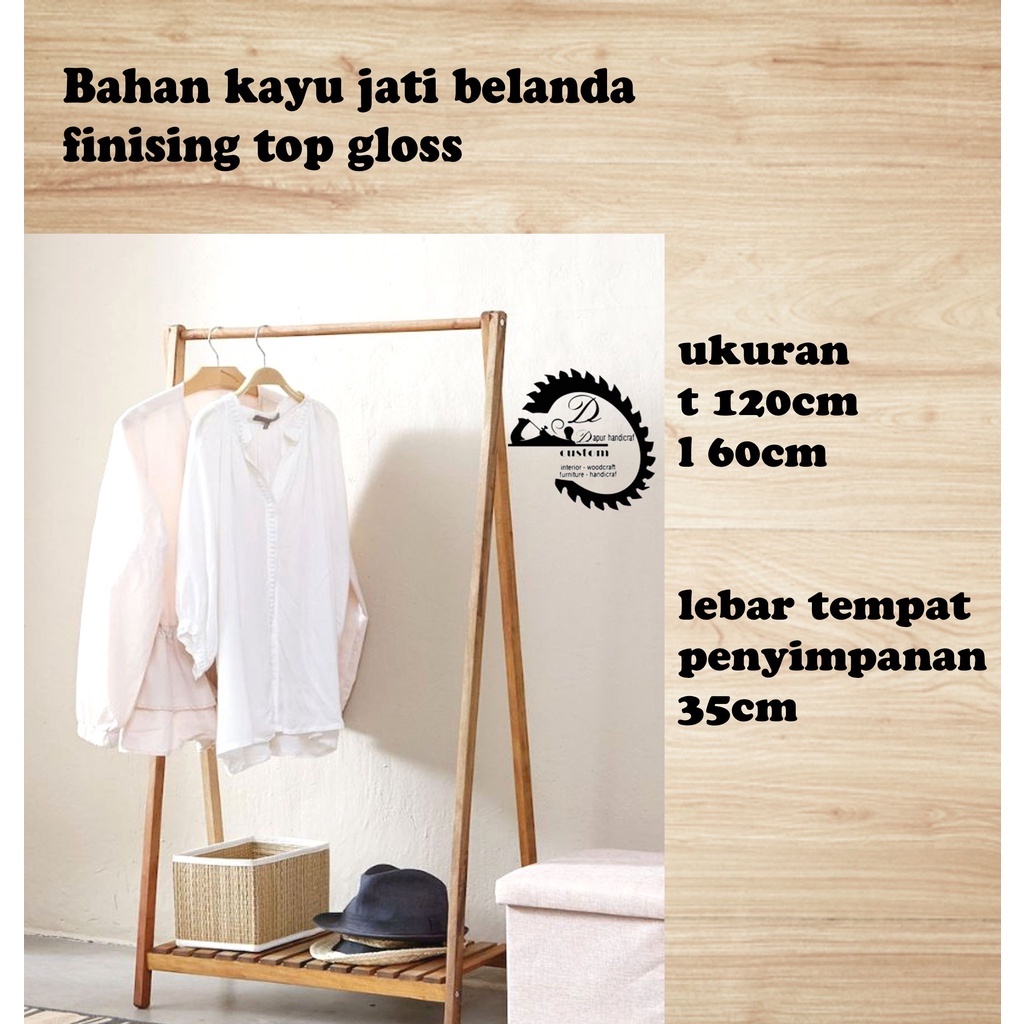 Jual Stand Hanger Kayu / Gantungan Baju Bahan Kayu Mahoni Dengan Fernis ...