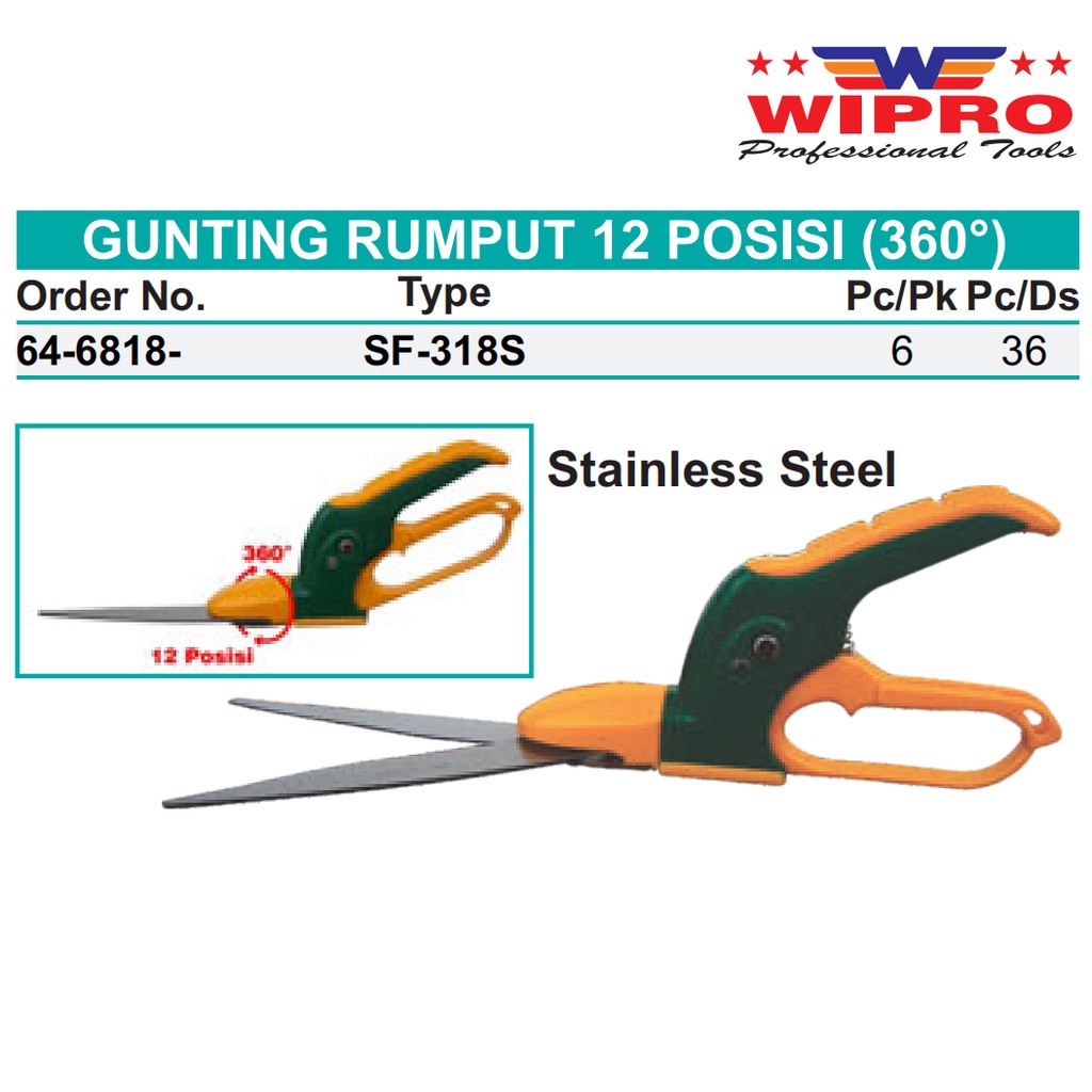 Jual Wipro SF318S/SF318-2 Gunting Rumput 12 Posisi Stainless Steel ...
