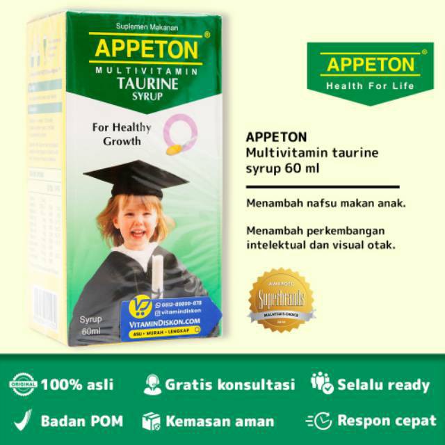 Jual Appeton Multivitamin Taurin Syirup 60ml | Shopee Indonesia