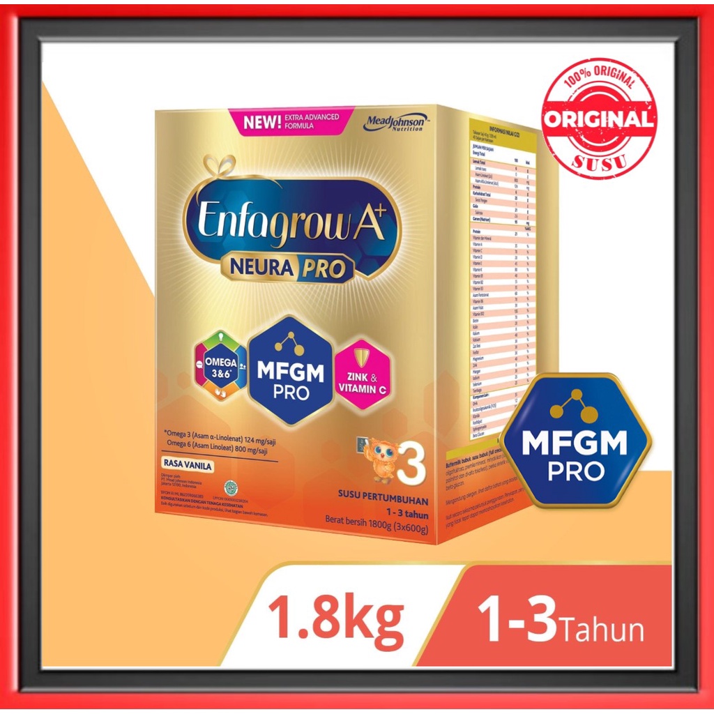 Jual Enfagrow A+ 3 MFGM Pro Original/ Vanila 1800gr | Shopee Indonesia