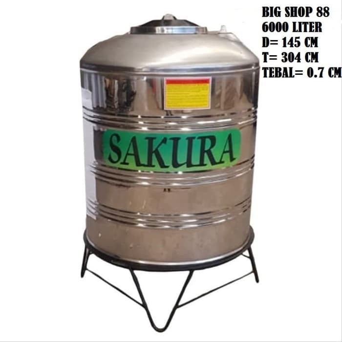 Jual TANGKI AIR TOREN AIR WATER TANK STAINLEES STEEL 6000 LT SAKURA ...