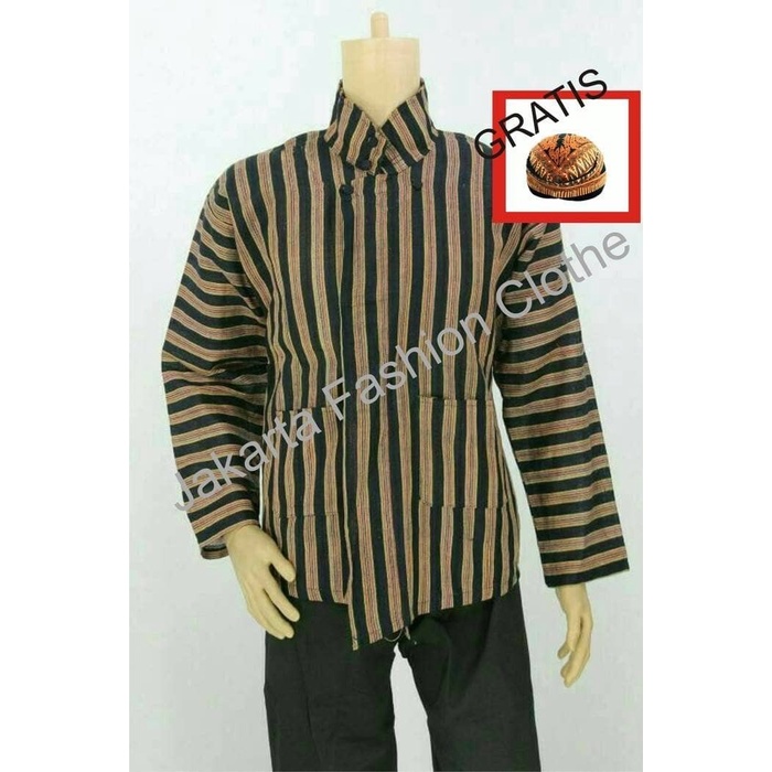 Jual WS Baju Surjan Lurik Dewasa Gratis Blangkon / Batik Adat Jawa - M | Shopee Indonesia