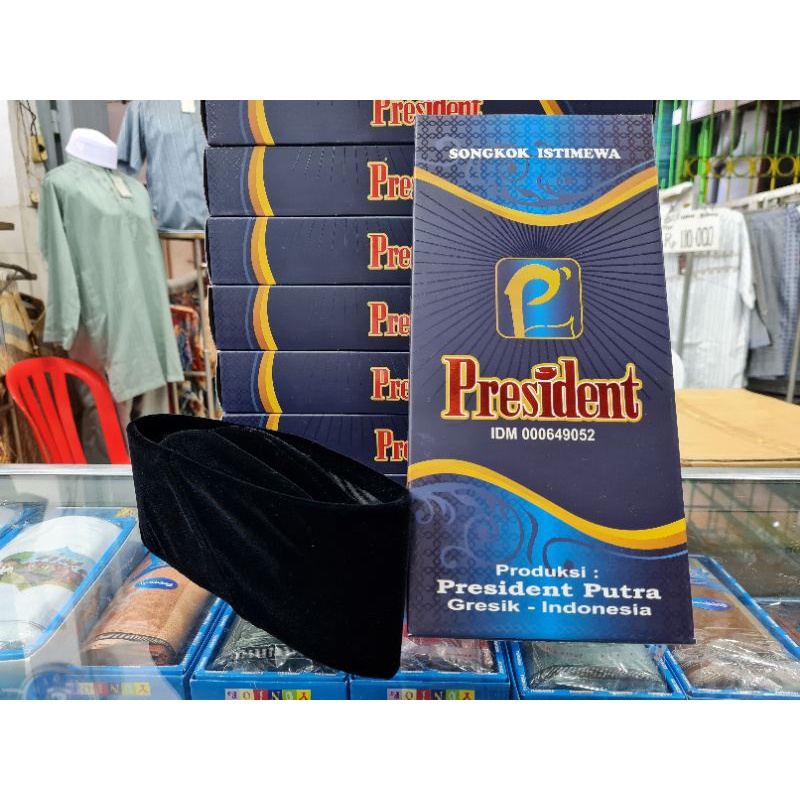 Jual Kopyah Hitam Peci Hitam Songkok Hitam Polos Merk President ...