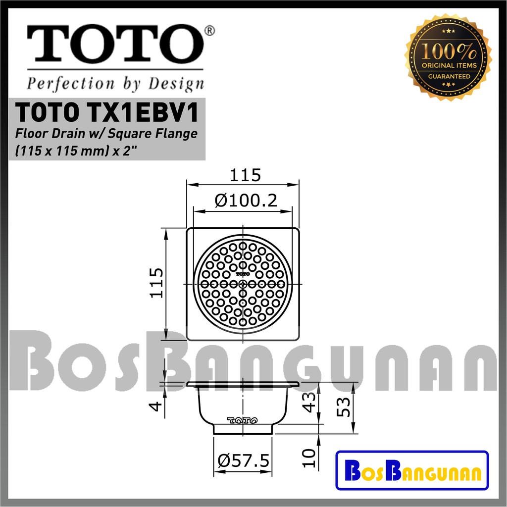 Jual Floor Drain TOTO TX1EBV1 / Saringan Got Kamar Mandi TOTO TX 1 EBV1 ...