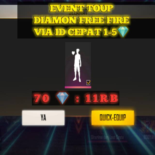 Jual EVENT TOUP DIAMON FREE FIRE VIA ID CEPAT 1-5MENIT | Shopee Indonesia