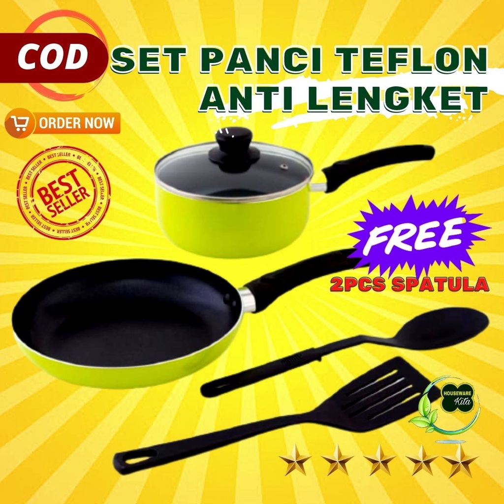 Jual Kangaroo Panci Set Teflon Anti Lengket Isi 5Pc Emerald Cookware ...