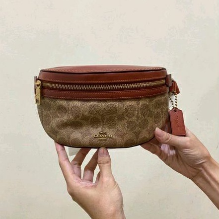 Jual Tas COACH Signature Belt Bag Tan Rust Coated Canvas Leather ...