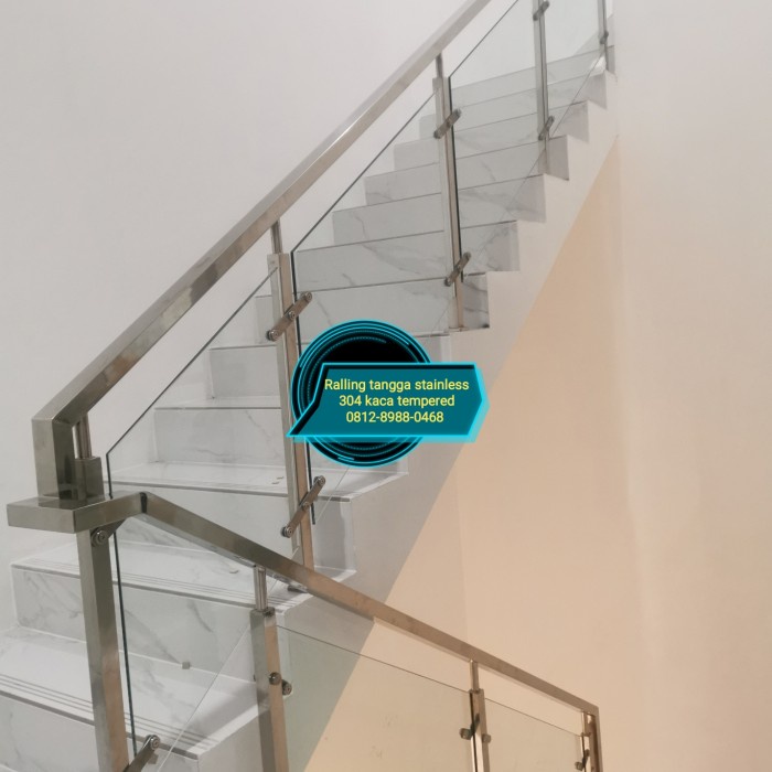 Jual RALLING TANGGA STAINLES + KACA 8MM TEMPERED | Shopee Indonesia
