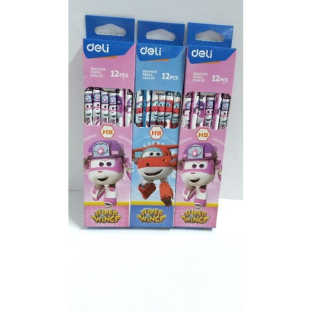 Jual PENSIL HB PENSIL KAYU KARAKTER SUPER WINGS MERK DELI /PAK ISI 12 ...