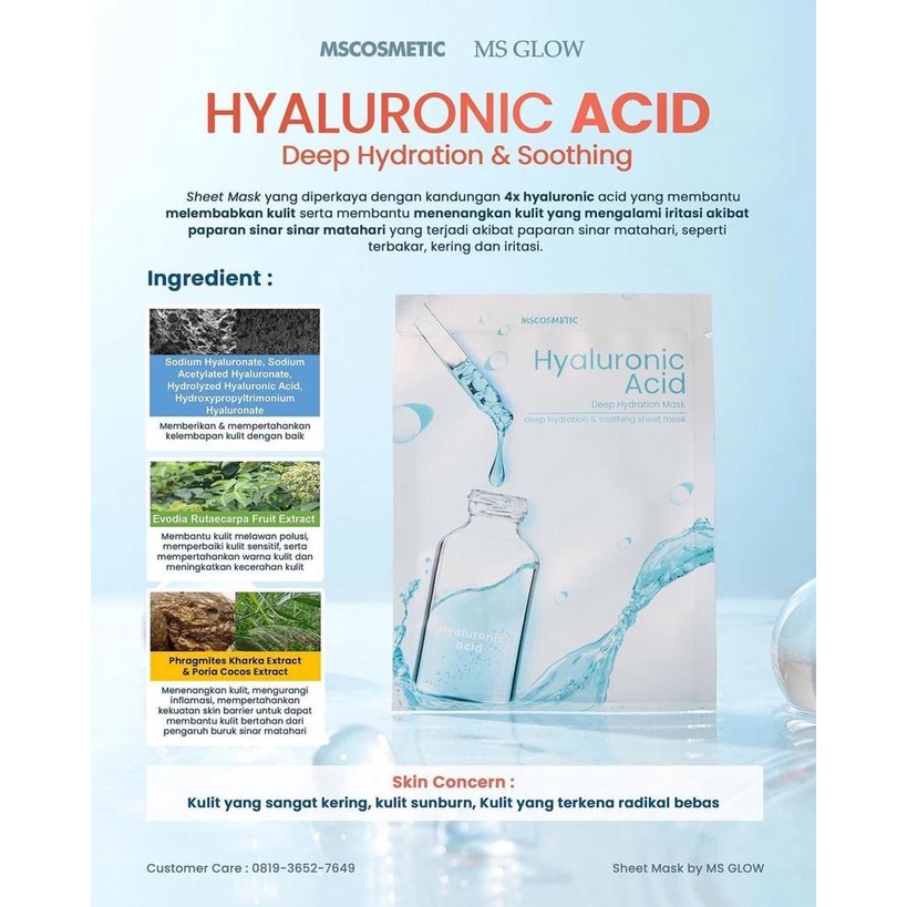 Jual Ms Glow Sheet Mask Hyaluronic Acid (FREE MASKER) | Shopee Indonesia
