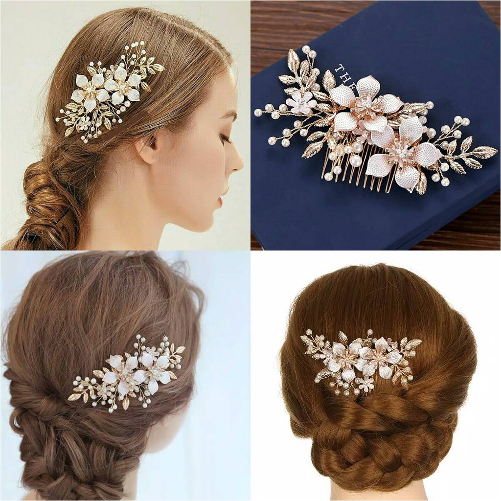 Jual Headpiece Pesta Bunga Warna Emas / Sirkam Hiasan Rambut Wedding ...