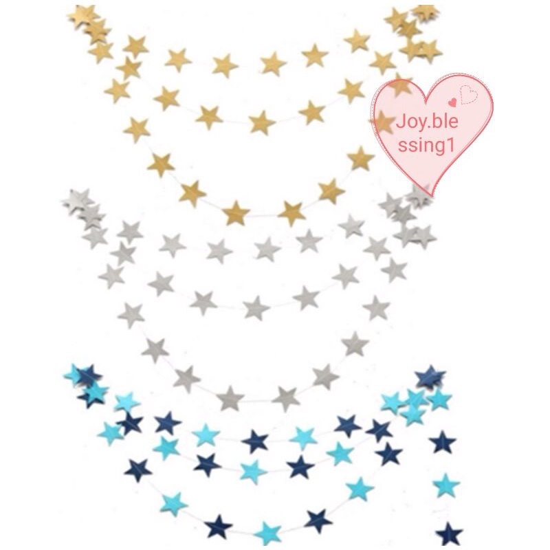 Jual PAPER GARLAND hiasan gantung bintang hati HBD 4 MTR | Shopee Indonesia