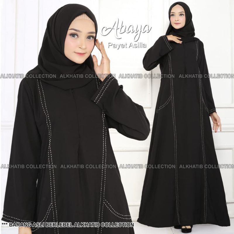 Jual ABAYA ALKHATIB COLLECTION MOTIF ASILA PAYET BAHAN JETBLACK ...