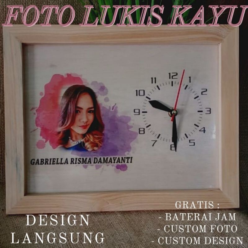 Jual [DESIGN LANGSUNG] Lukisan Kayu Wajah Custom Jam Dinding Custom ...