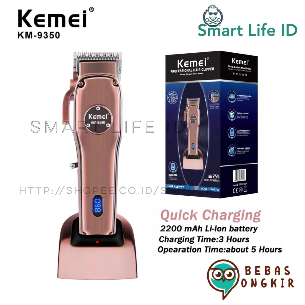 Jual Kemei KM 9350 Alat Cukur Rambut Original Hair Clipper Professional Elektrik Rechargeable ...