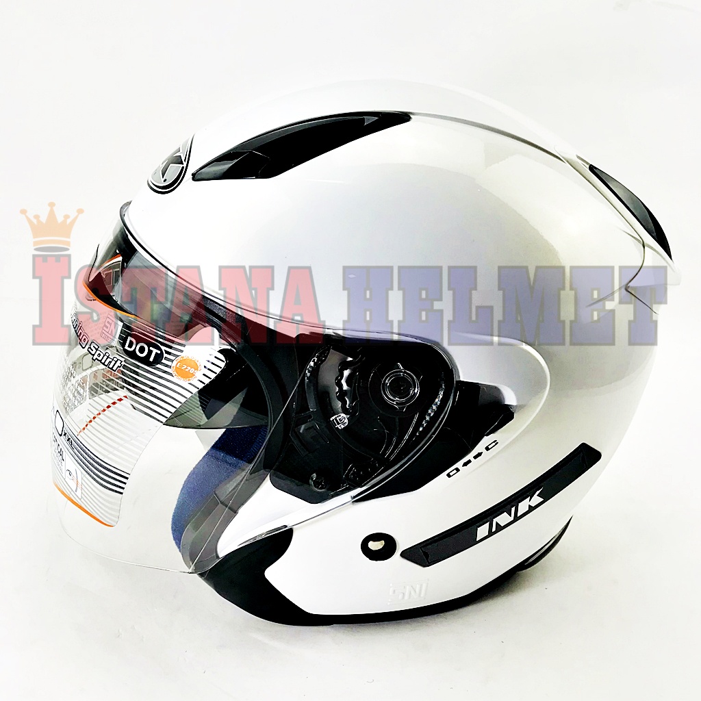 Jual HELM INK METRO 2 SOLID WHITE DOUBLE VISOR | Shopee Indonesia