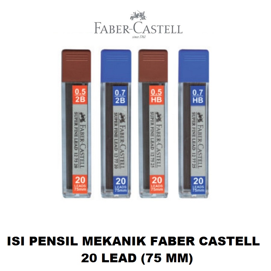 Jual refill / isi pensil mekanik faber castell 2B HB 0.5 0.7 - 20 lead ...