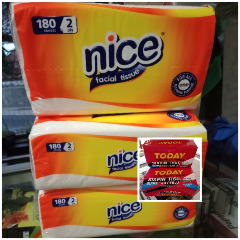 Jual Tisue tisu Tissue nice facial 2ply 180 sheet / today 2ply 180 ...