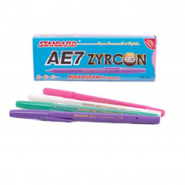 Jual STANDARD Pulpen AE7 Zyrcon Ball 0.38 mm Oil Gel Pen (Pack) | Shopee Indonesia