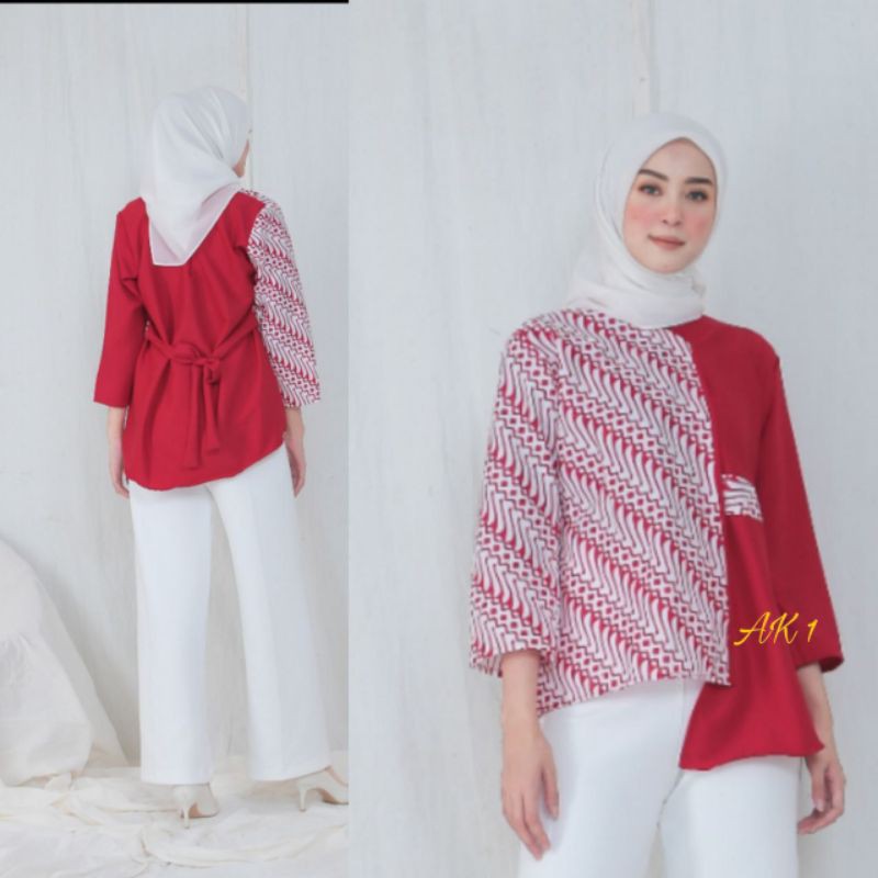 Jual Monokrom motif parang,kawung blus atasan seragam | Shopee Indonesia