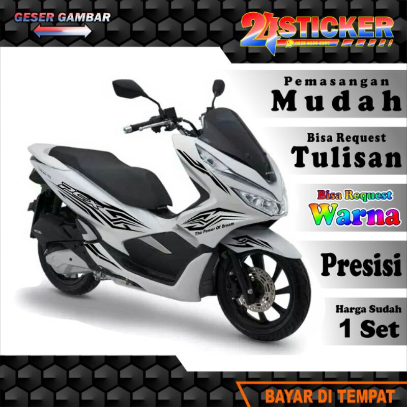 Jual Stiker PCX M1 putih hitam cutting sticker striping lis decal ...