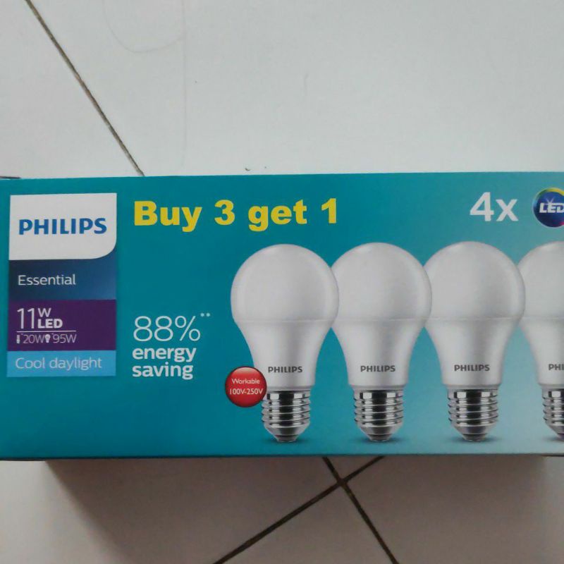 Jual Philips Led Essential 11w Pack (Buy 3 Get 1) | Shopee Indonesia