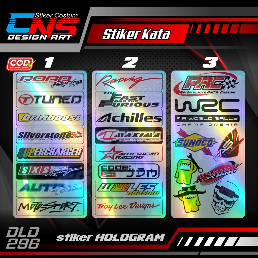 Jual STICKER PACK RACING STICKER PRINT STIKER VINYL HOLOGRAM / Stiker ...