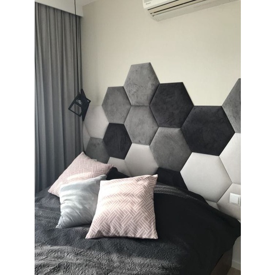 Jual Headboard Wall Panel/ Wallpaper 3D foam/ Senderan kasur hexagon ...