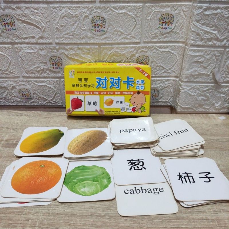 Jual flashcard buka bahasa educational buah dan binatang arti Inggris ...