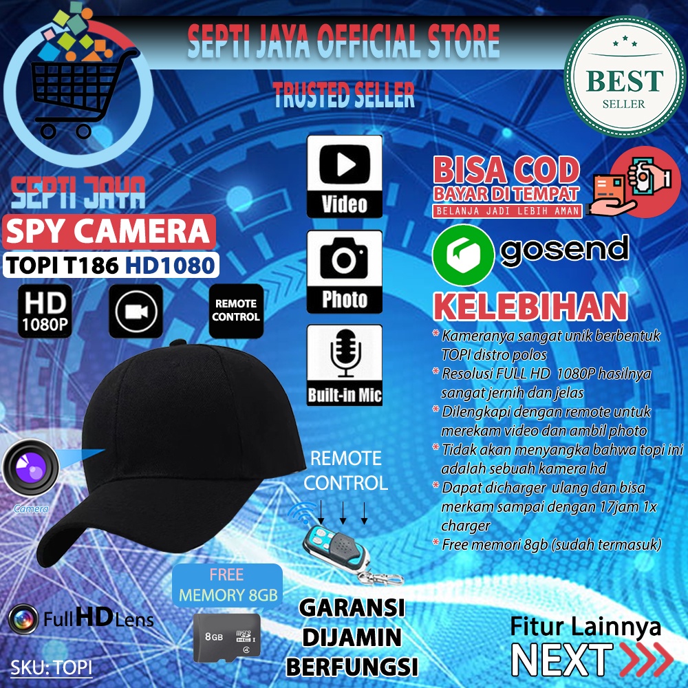 Jual Spy Cam Kamera Pengintai Topi Pria Distro Polos Free Memori 8gb ...