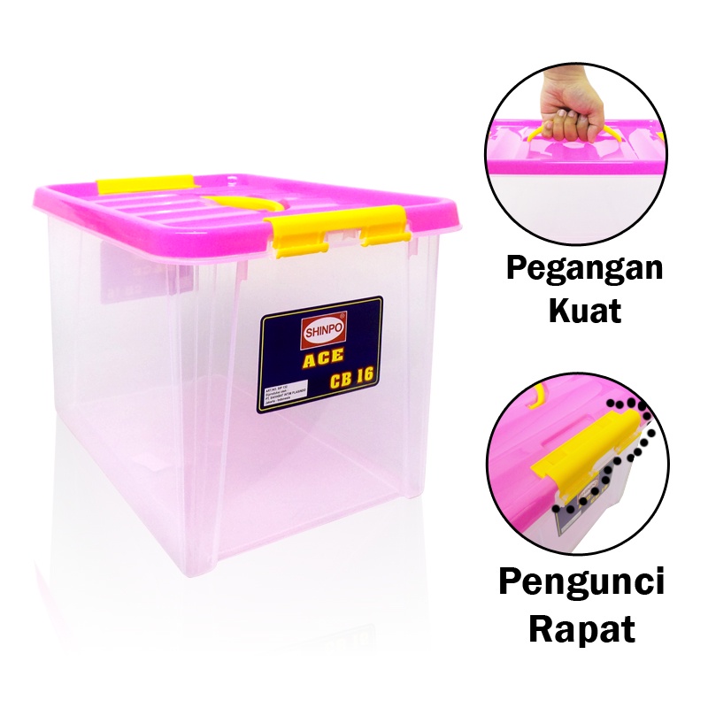 Jual SHINPO Kotak Penyimpanan Kontainer Plastik 16 Liter Ace Container ...