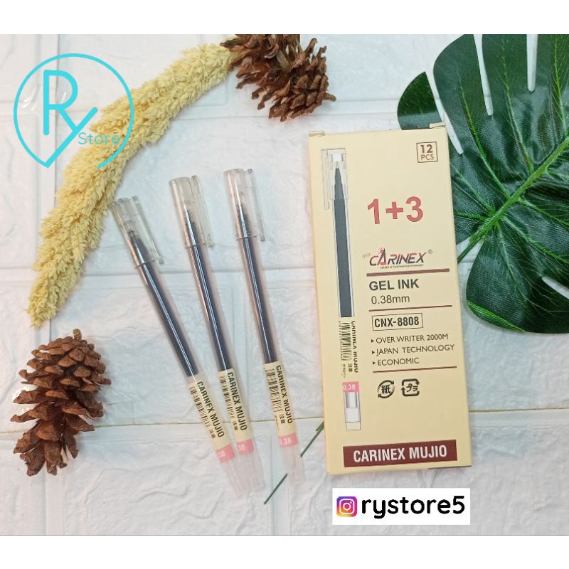 Jual PULPEN GEL CARINEX HITAM PACK (ISI 12PCS) | Shopee Indonesia