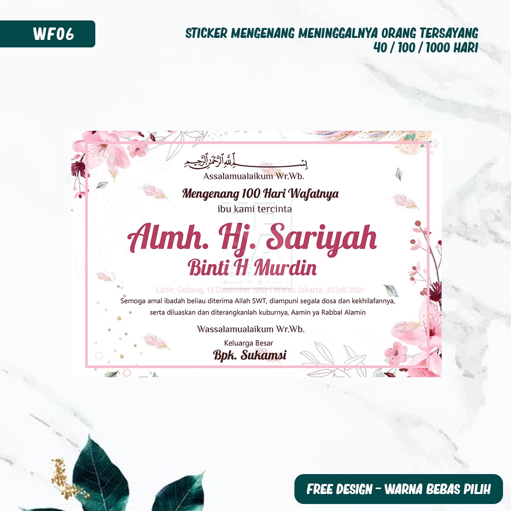 Jual Stiker kartu / 100 /1000 hari wafat meninggal STICKER loving ...