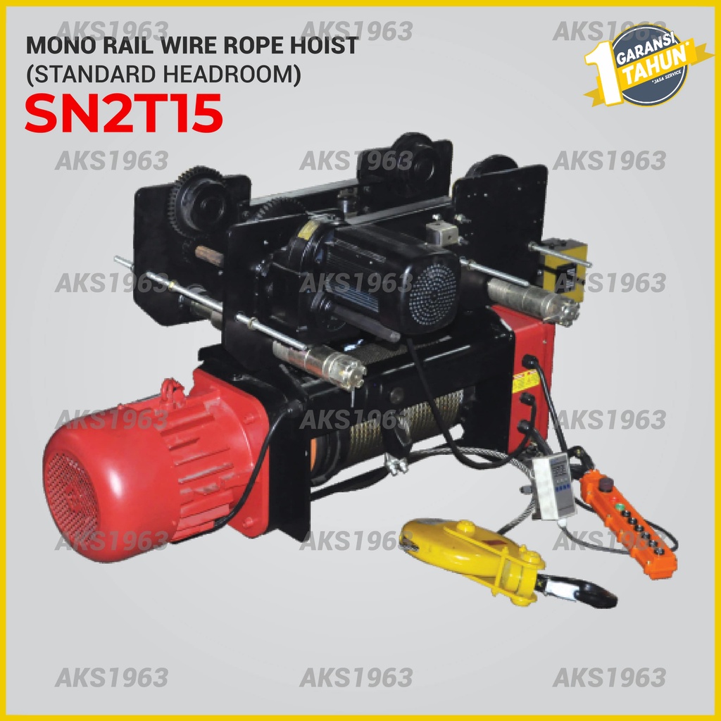 Jual Katrol Listrik Takel Monorail Wire Rope Hoist - 15 m x 2 ton 3 Kw ...