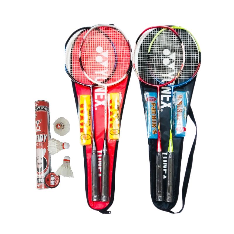 Jual RAKET BADMINTON YONEX ISI 2 {PAKET LENGKAP} ISI DUA + TAS + GRIP + KOK - RAKET BULUTANGKIS ...
