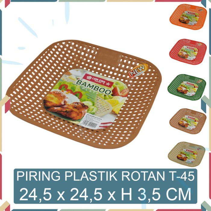 Jual MICTON Lion Star Piring Plastik Rotan Anyaman Bamboo Plate T-45 04 ...