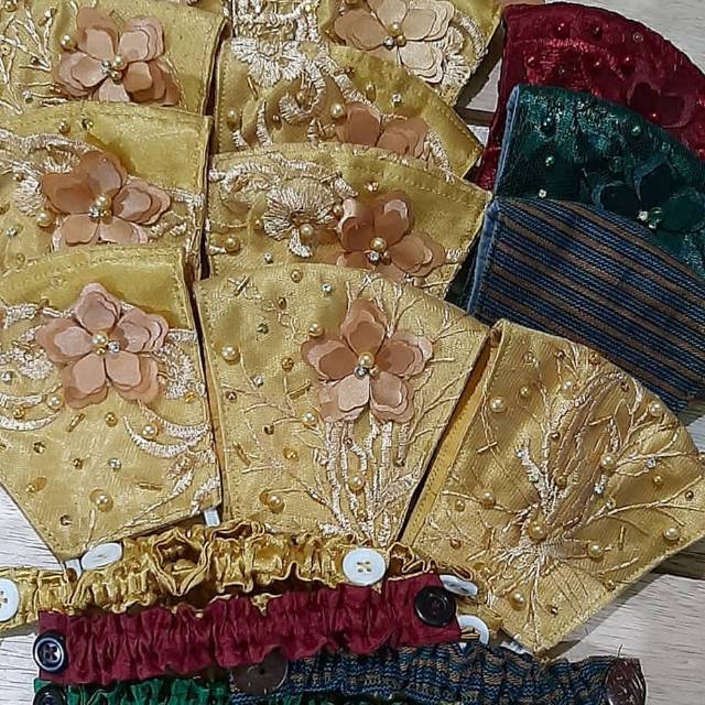 Jual Masker hijab brokat by MECCA + konektor penyambung masker | Shopee ...
