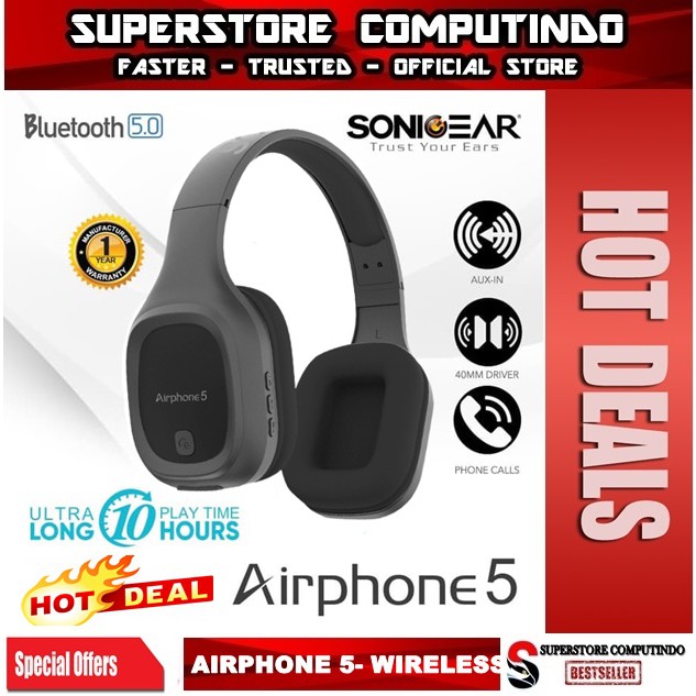 Jual [EXCLUSIVE DI SHOPEE] SONICGEAR AIRPHONE 5 - Wireless Headset With ...