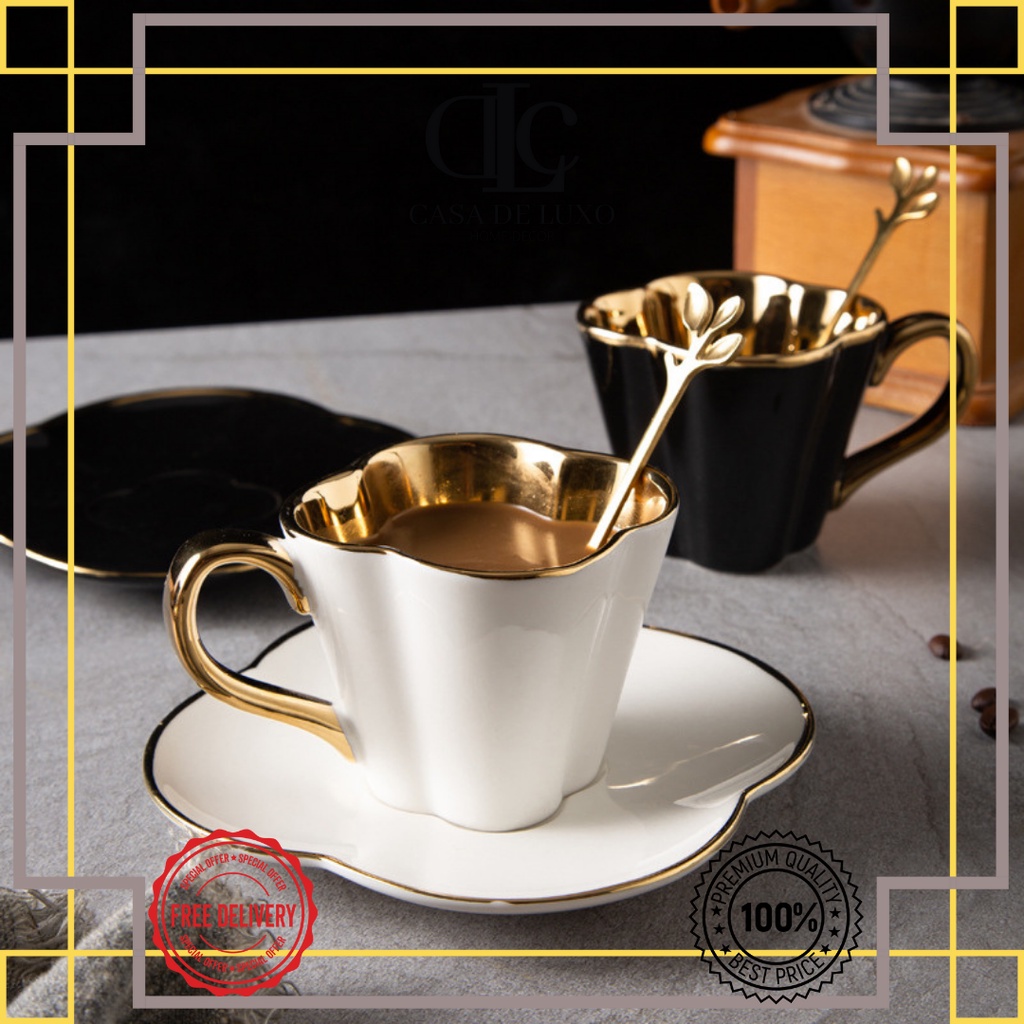 Jual CANGKIR SET KERAMIK MOTIF BUNGA DENGAN EMAS DI DALAM ELEGANT ...