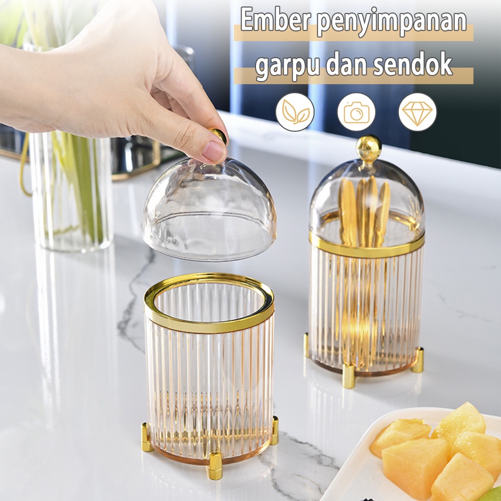 Jual Tempat Wadah Sendok Garpu Utensil Holder set dengan 10pc Fork ...