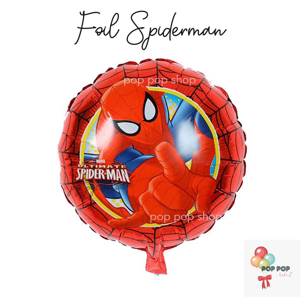 Jual Balon Foil Bulat Karakter Spiderman Avengers Marvel Merah | Shopee ...