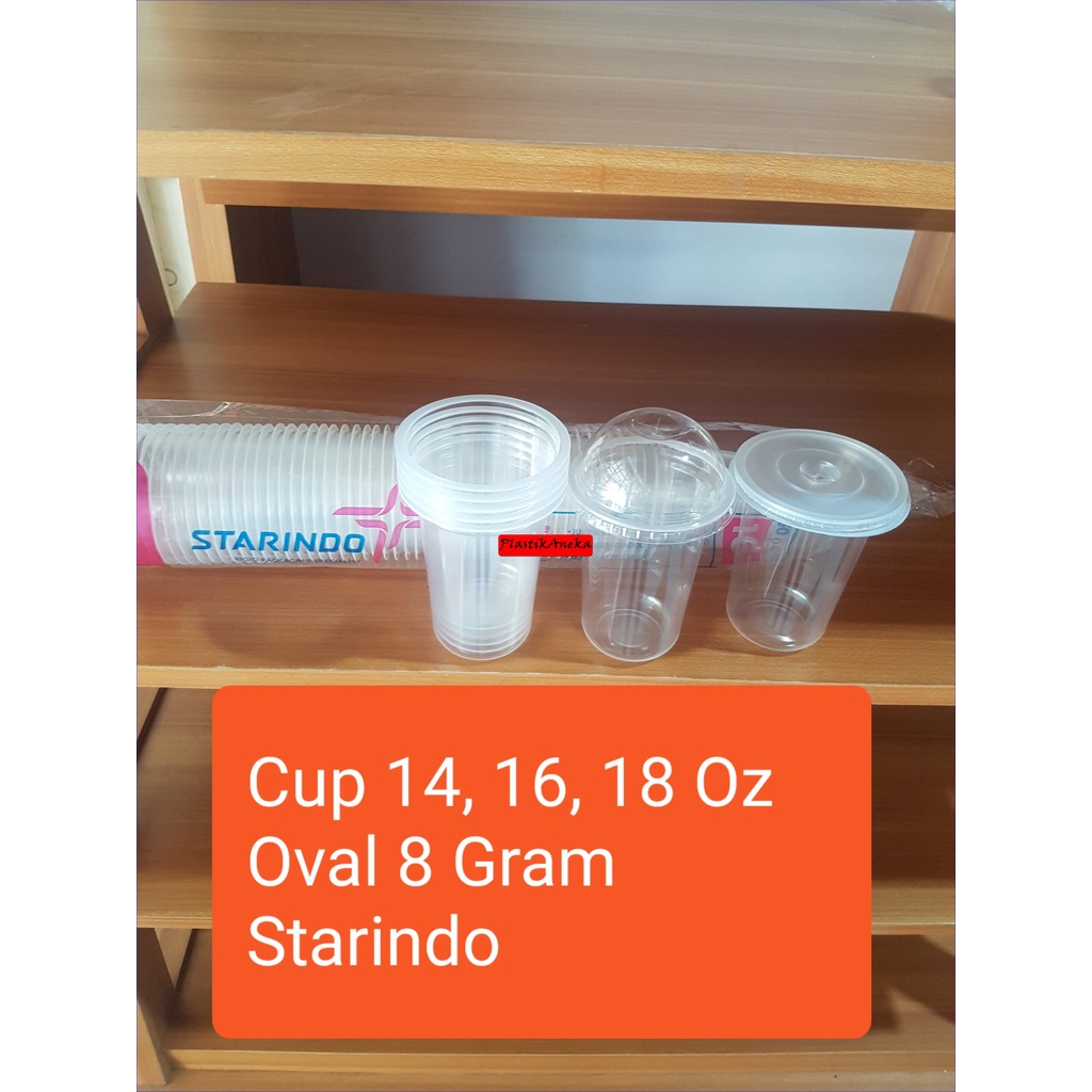 Jual Cup Plastik Ukuran 14 Oz/16 Oz/18 Oz Oval Gramatur 8 Gram Starindo ...