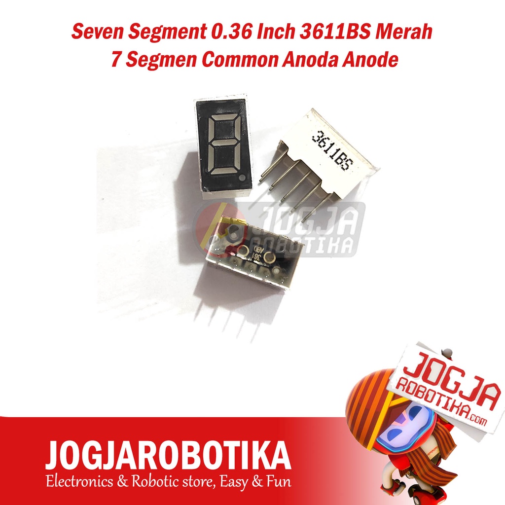 Jual Seven Segment 0.36 Inch 3611BS 3161BS Merah 7 Segmen Common Anoda ...