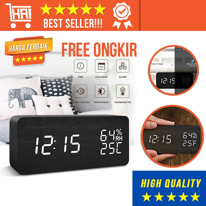 Jual JAM MEJA DIGITAL PLUS PENGUKUR TEMPERATUR UDARA RUANGAN CEK SUHU ...