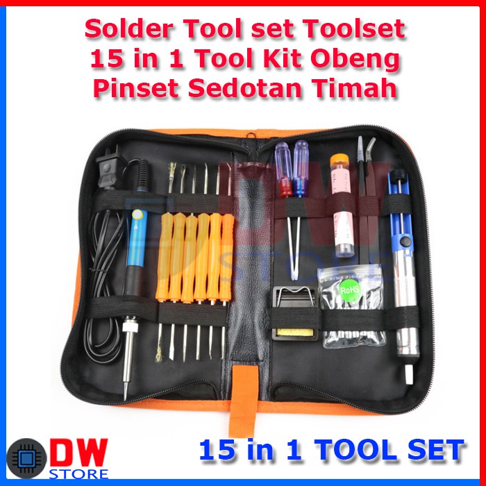 Jual Tollset 15 in 1 Solder Tool Set Toolset / Soldering Tool Kit Obeng ...